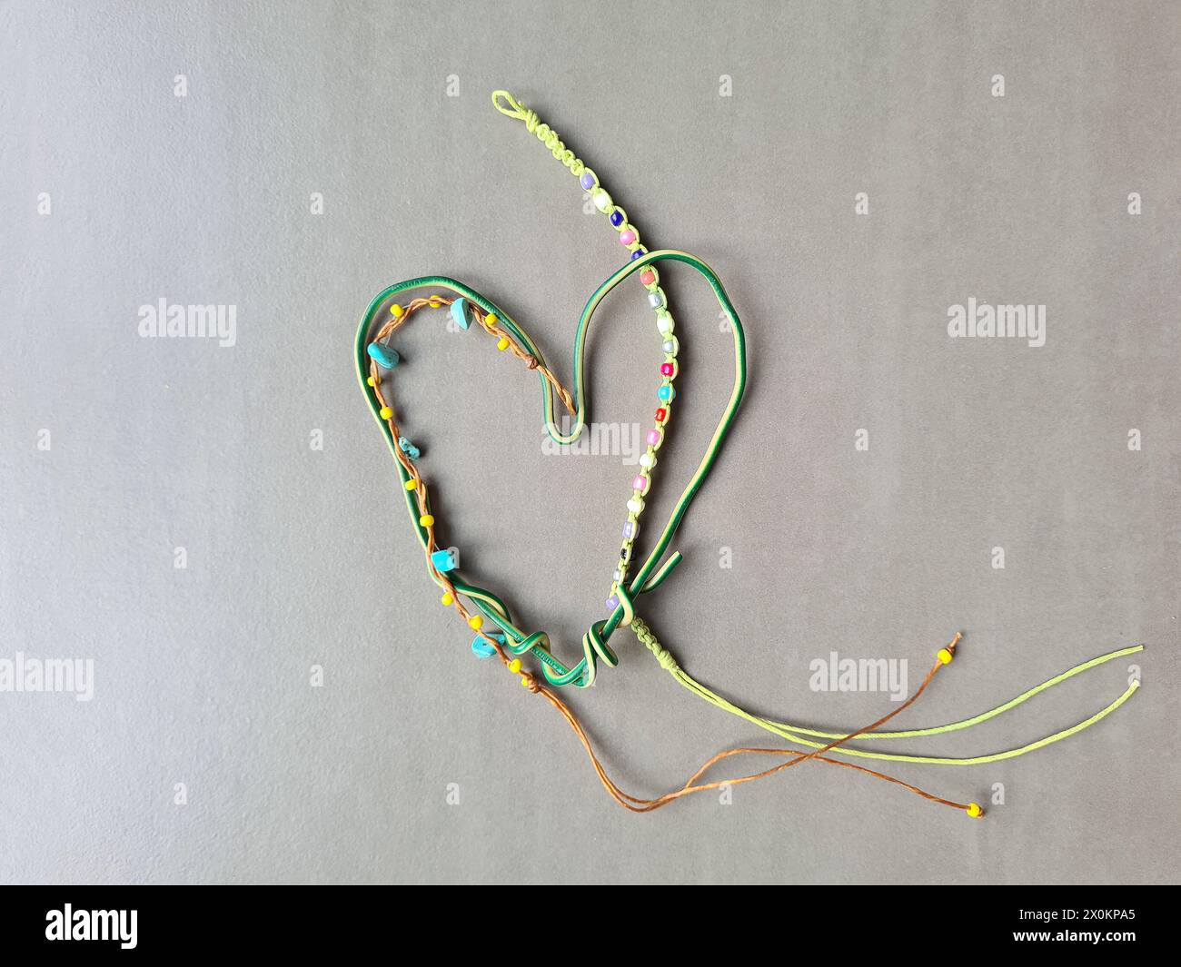 Homemade decorative heart made from bent wire and a small string of ...