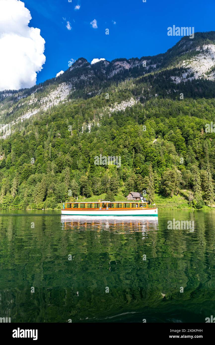 Boat trip on Königssee, Königssee, Berchtesgadener Land, Bavaria ...
