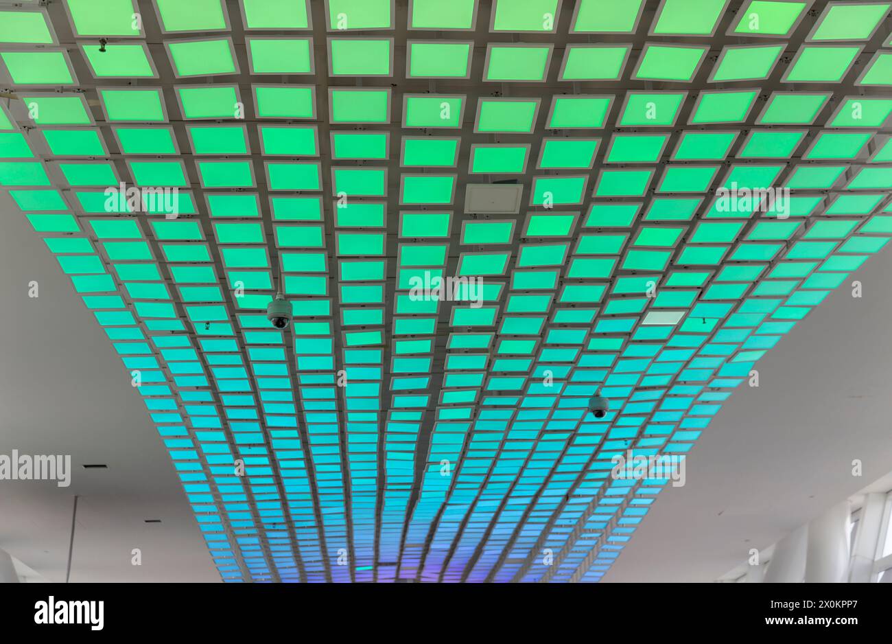 Modern colored lighting, bridge with glass floor, Dubai Frame, frame ...