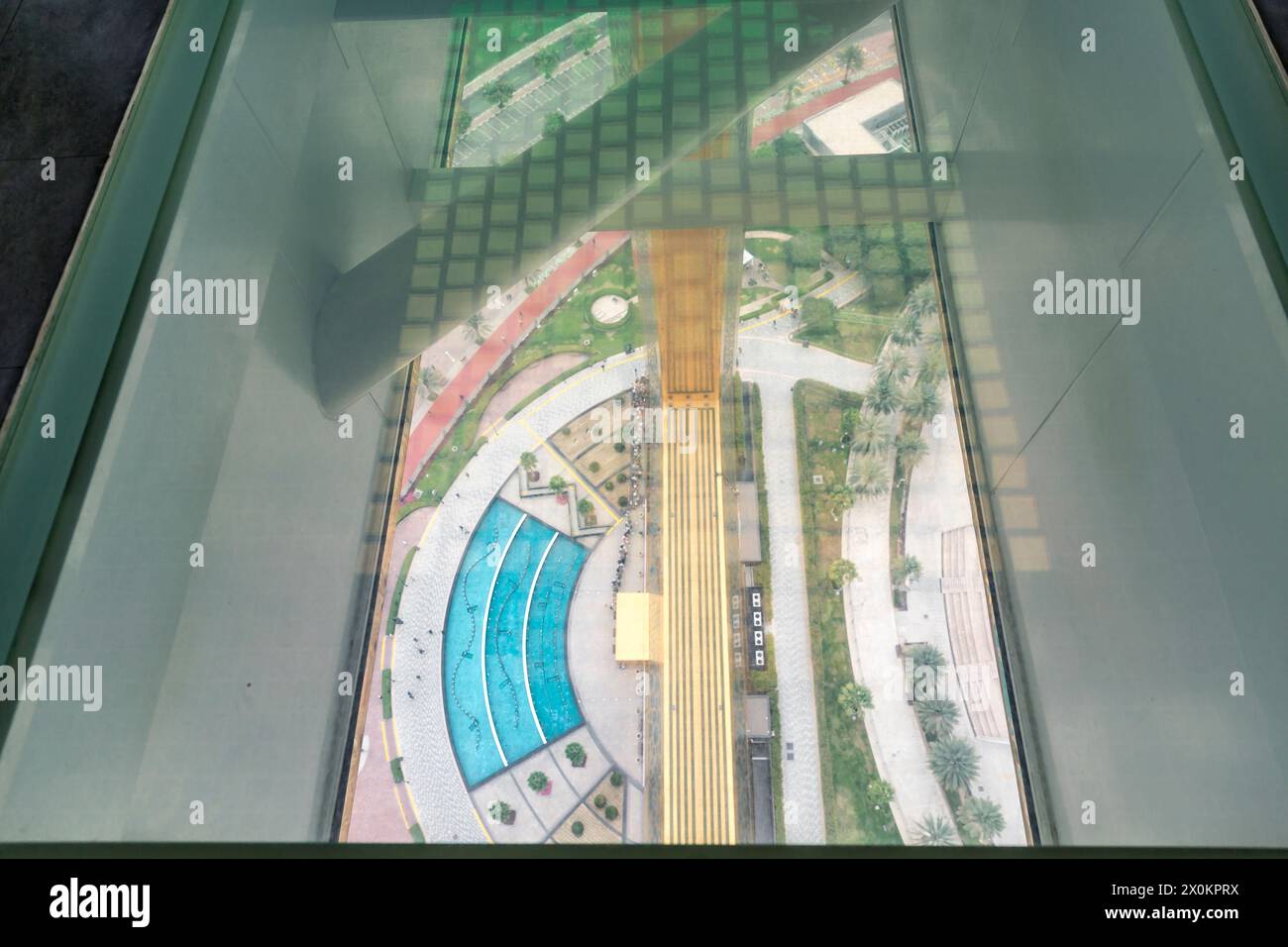 Bridge with glass floor, Dubai Frame, Frame with view of the new and ...