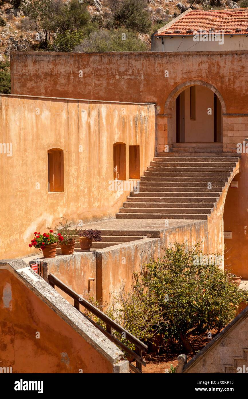 Monastery of Agia Triada, stone staircase, monastery, Akrotiri, Crete ...
