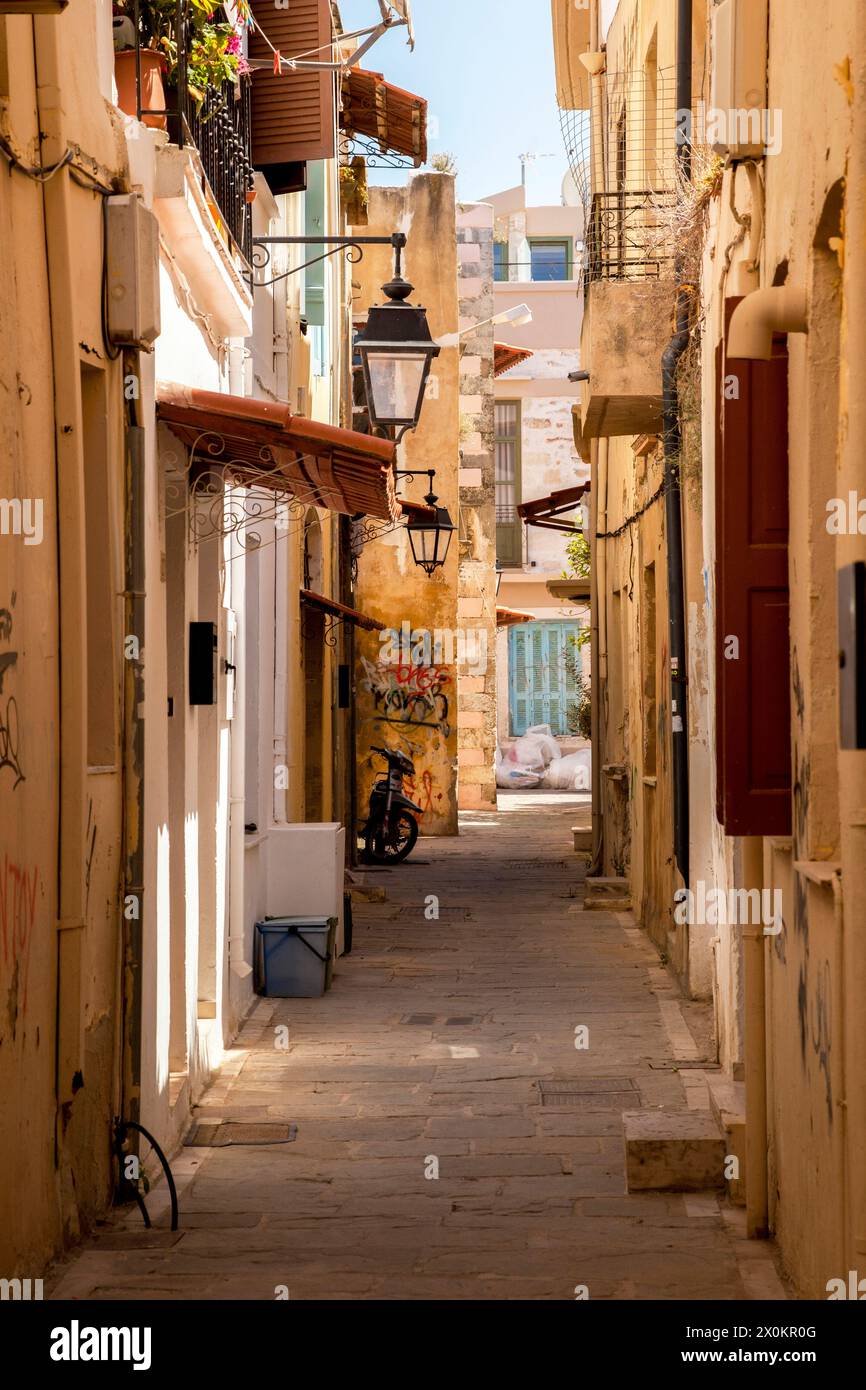 Street, alley, town, old town, Crete, Kriti, Rethymnon, North Crete ...
