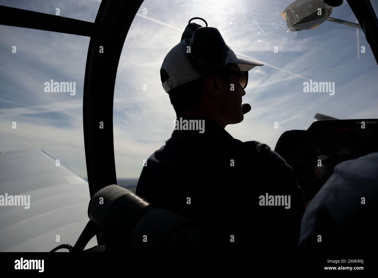 Flugplatz Ansbach Petersdorf, Germany. 12th Apr, 2024. The silhouette ...