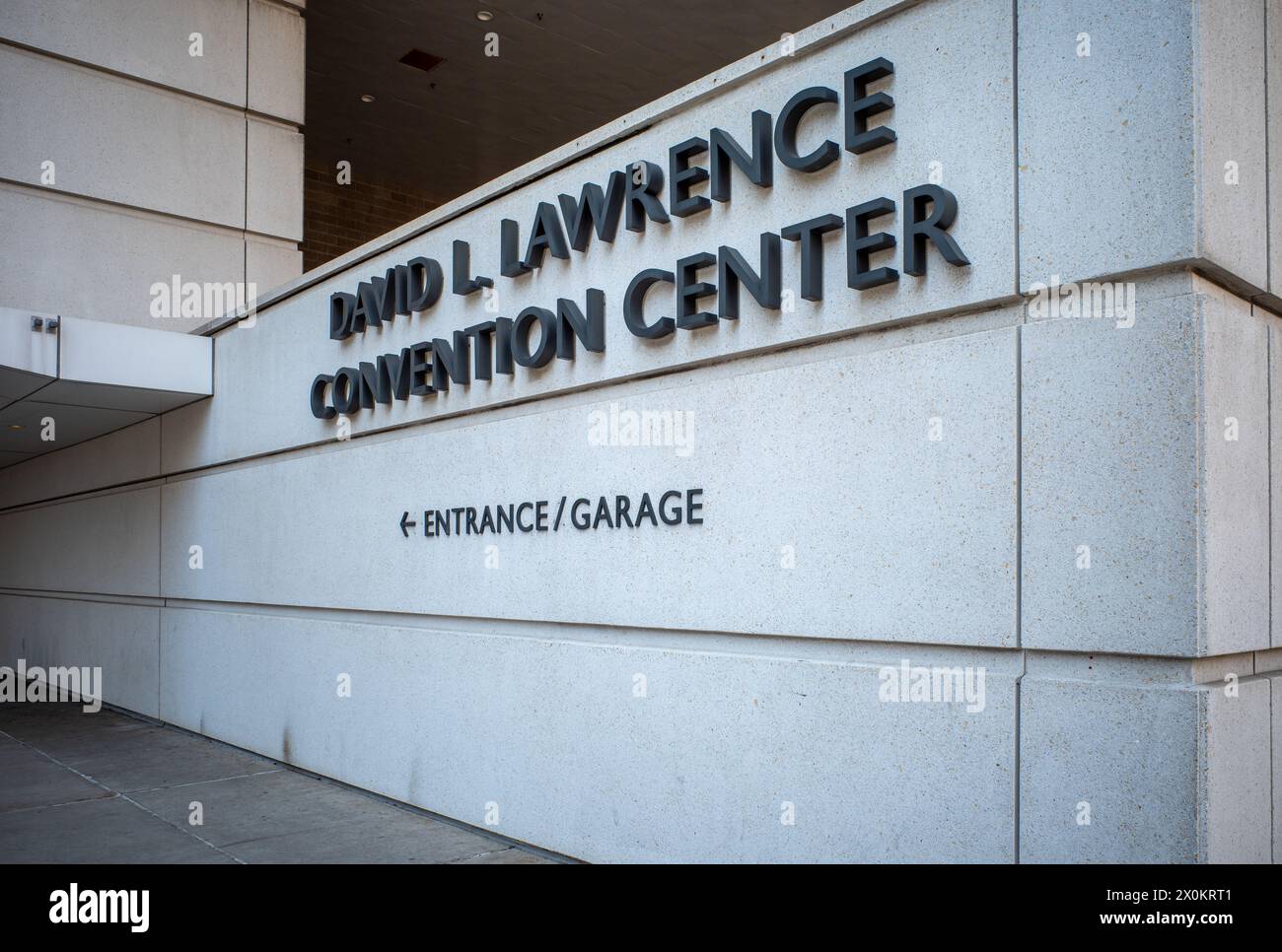 The David L. Lawrence Convention Center sign stands prominently against ...