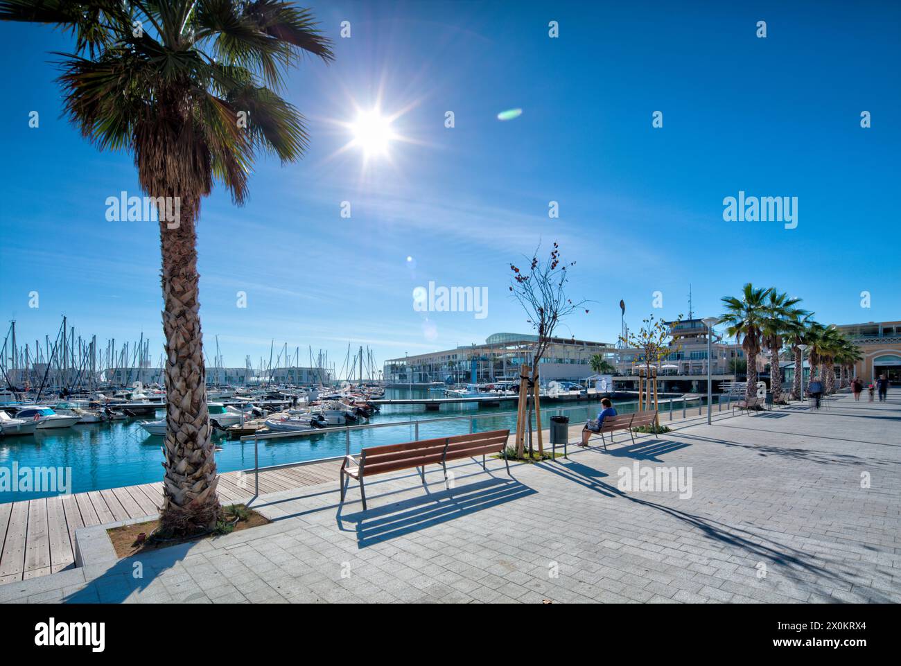 Waterfront promenade, Paseo del Almirante Julio Guillen, marina, boats ...