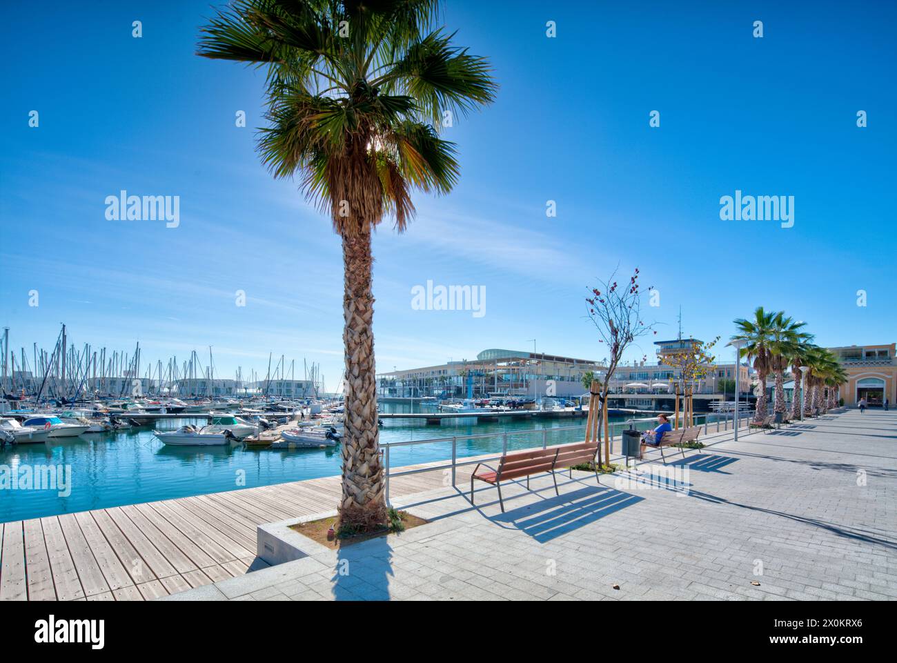 Waterfront promenade, Paseo del Almirante Julio Guillen, marina, boats ...