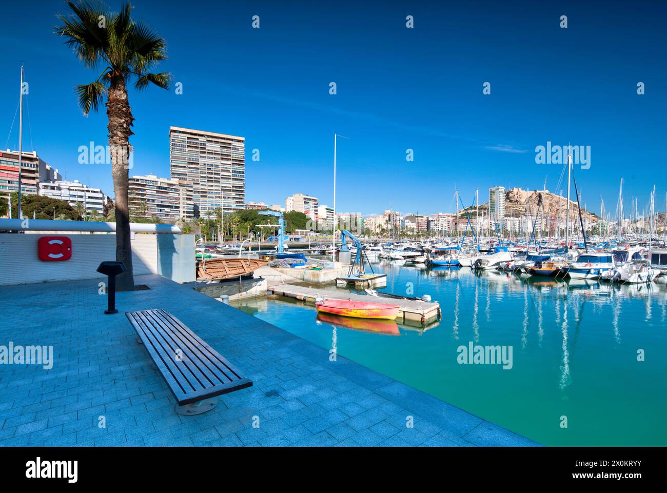 Waterfront promenade, Paseo del Almirante Julio Guillen, marina, boats ...