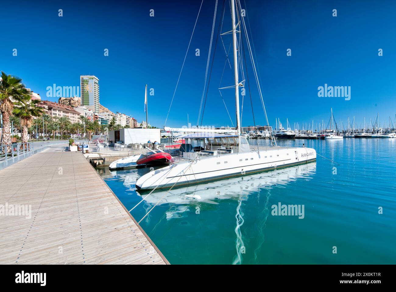 Waterfront promenade, Paseo del Almirante Julio Guillen, marina, boats ...