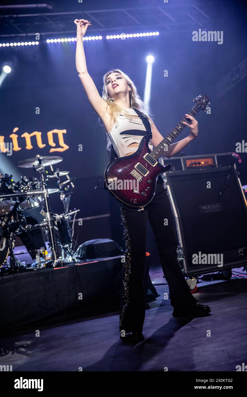 Milan Italy. 11th Apr 2024. The Mexican band THE WARNING performs live ...