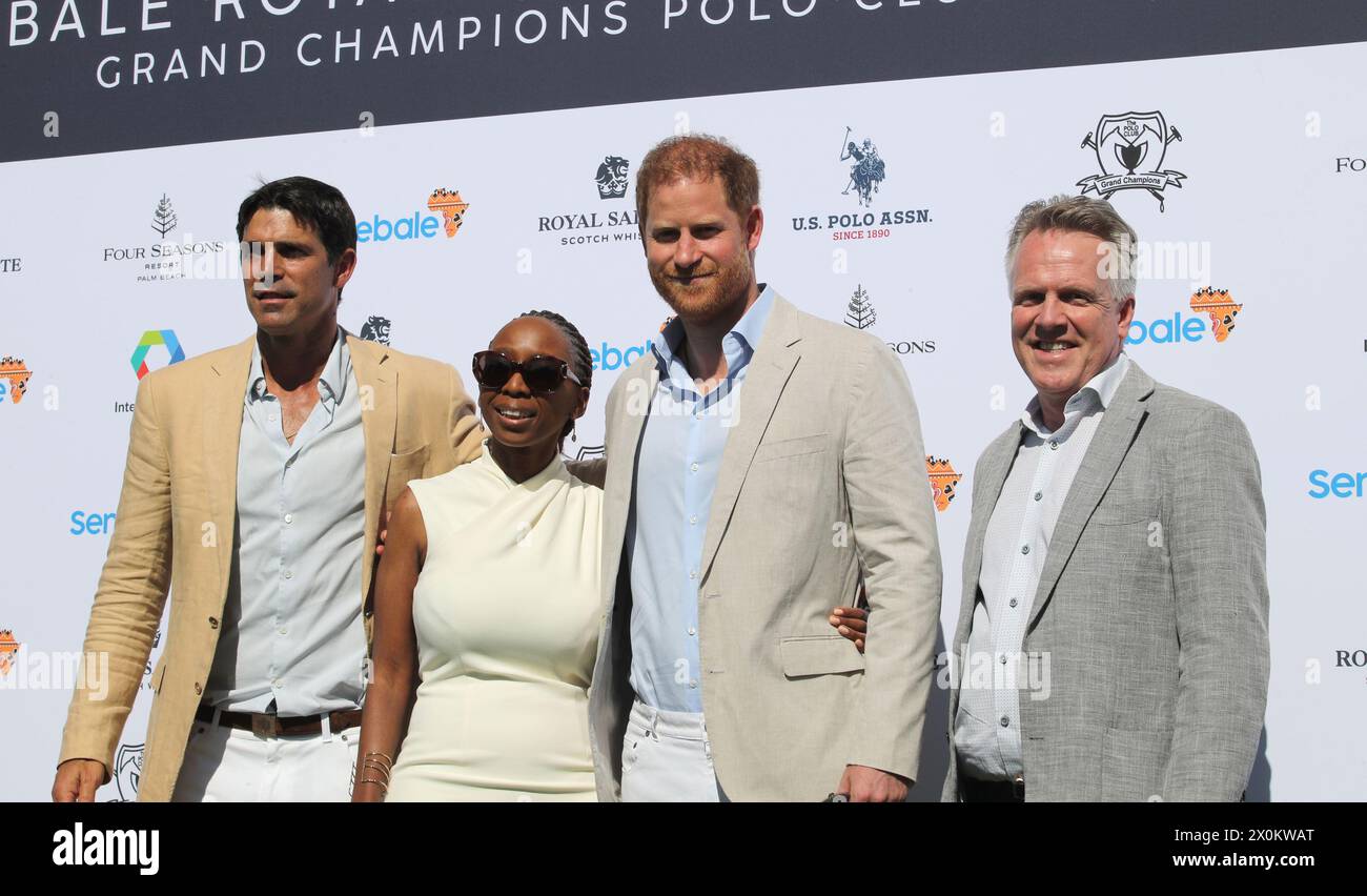 The Duke of Sussex (2nd right) with Argentine professional polo player Ignacio "Nacho" Figueras ...