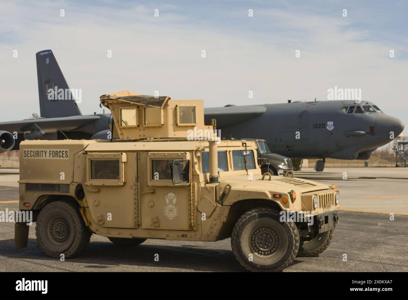 A U.S. Air Force Humvee assigned to the 5th Security Forces Squadron ...