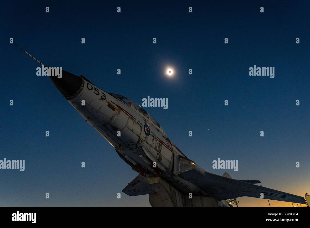 CF-101 Voodoo jetfighter gate guardian viewed during total solar ...