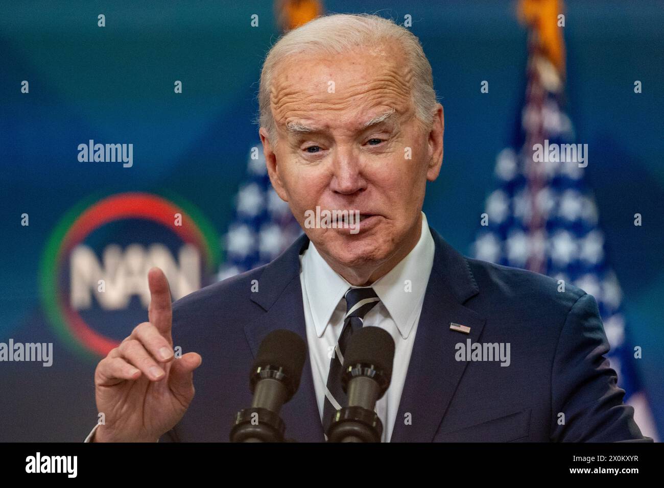 U.S. President Joe Biden delivers virtual remarks at the National ...