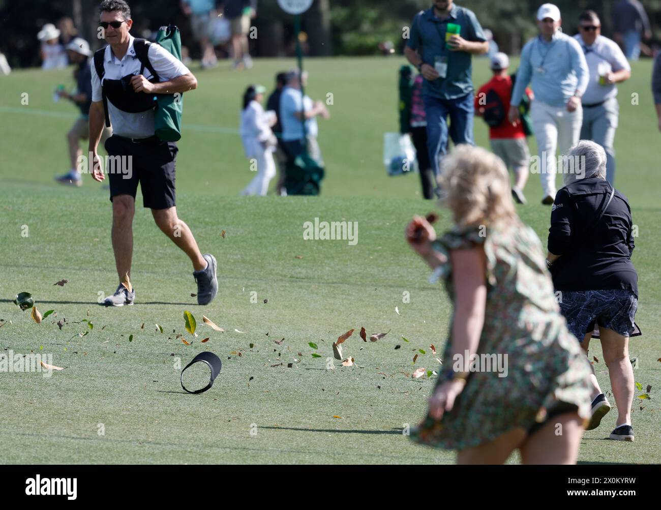 Augusta, United States. 12th Apr, 2024. Strong winds blow debris across ...