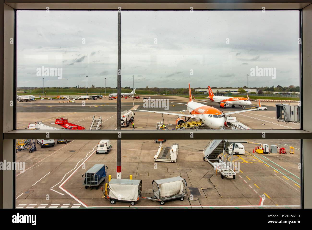 A view out through the window at a gate at Birmingham International ...