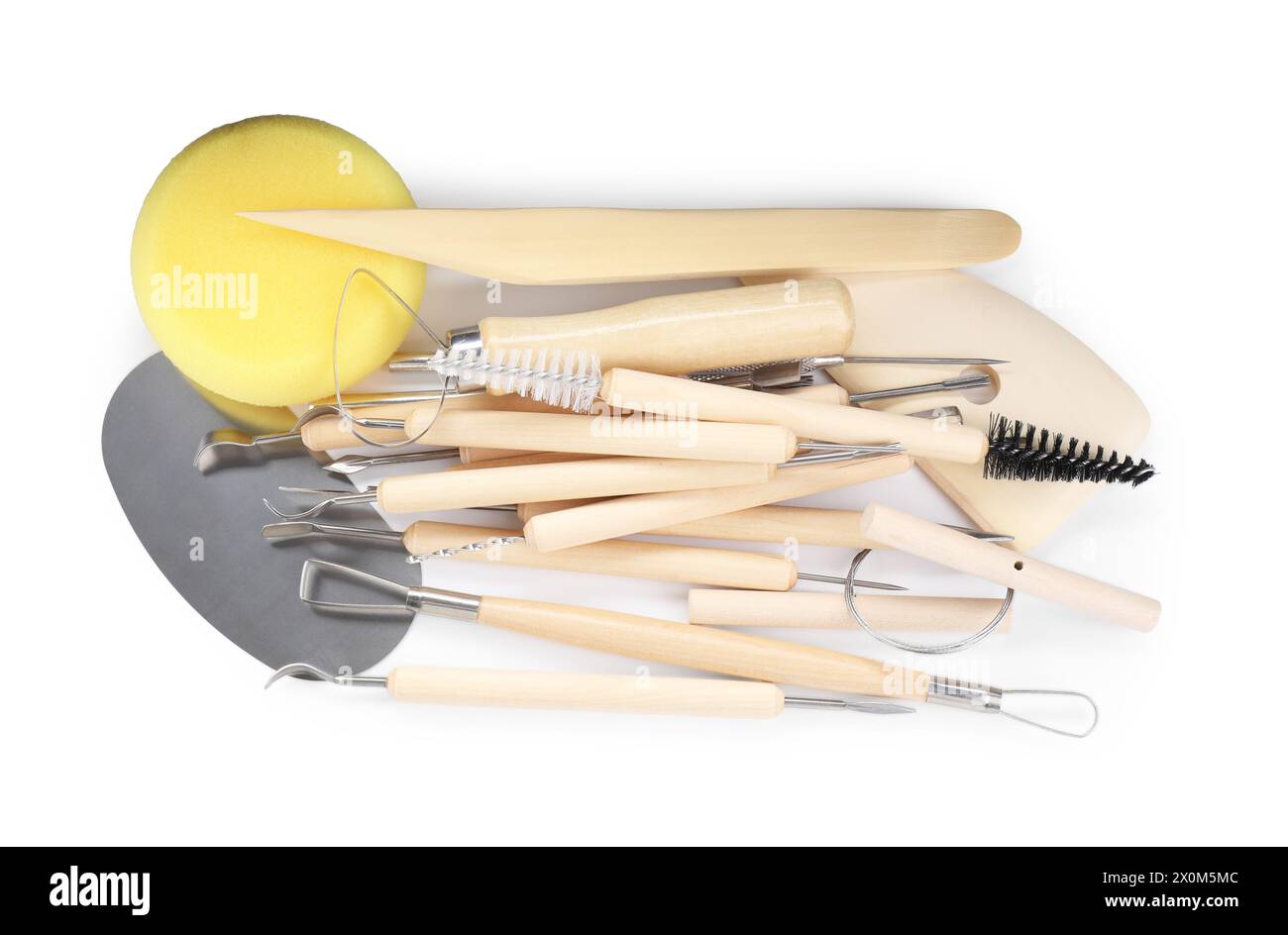 Set of different clay crafting tools isolated on white, top view Stock ...