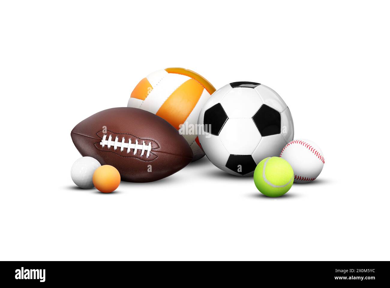 Collection of balls for different sport games isolated on white Stock ...