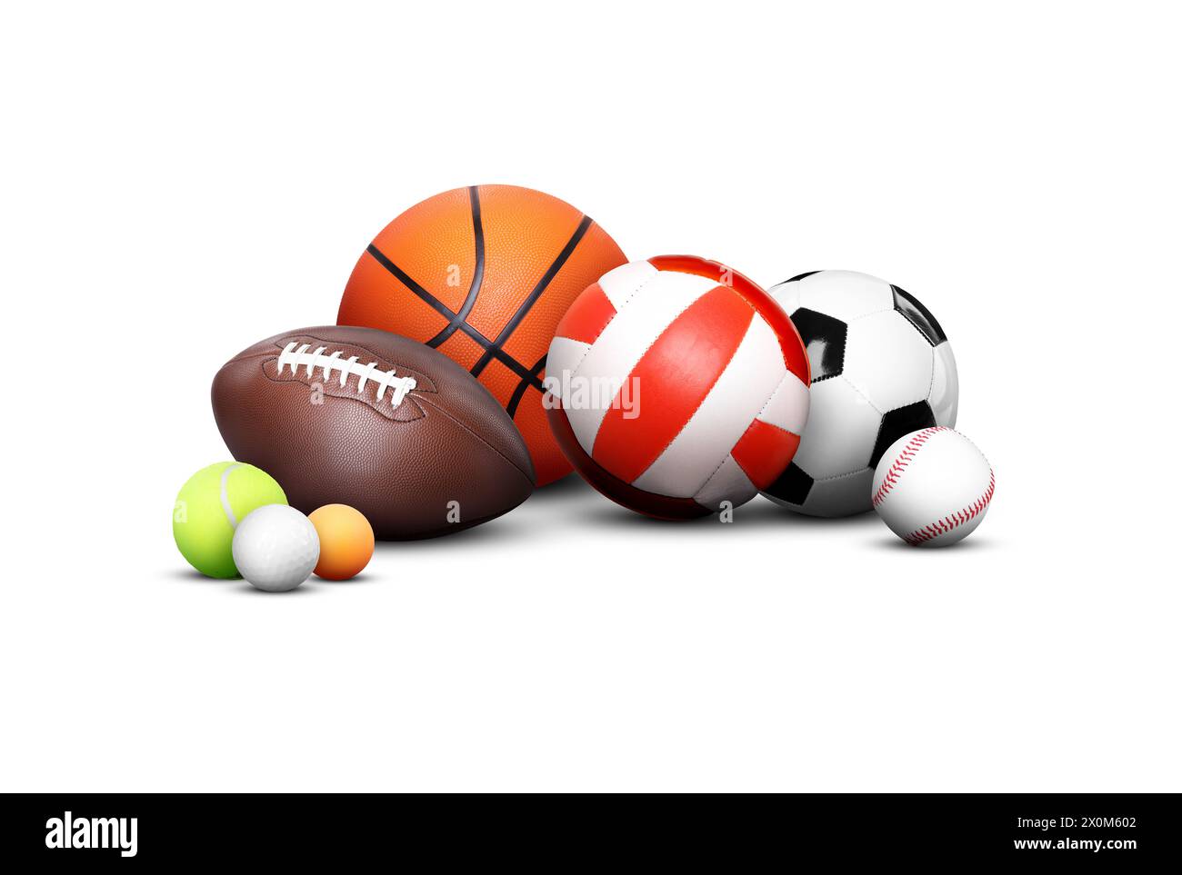 Collection of balls for different sport games isolated on white Stock ...