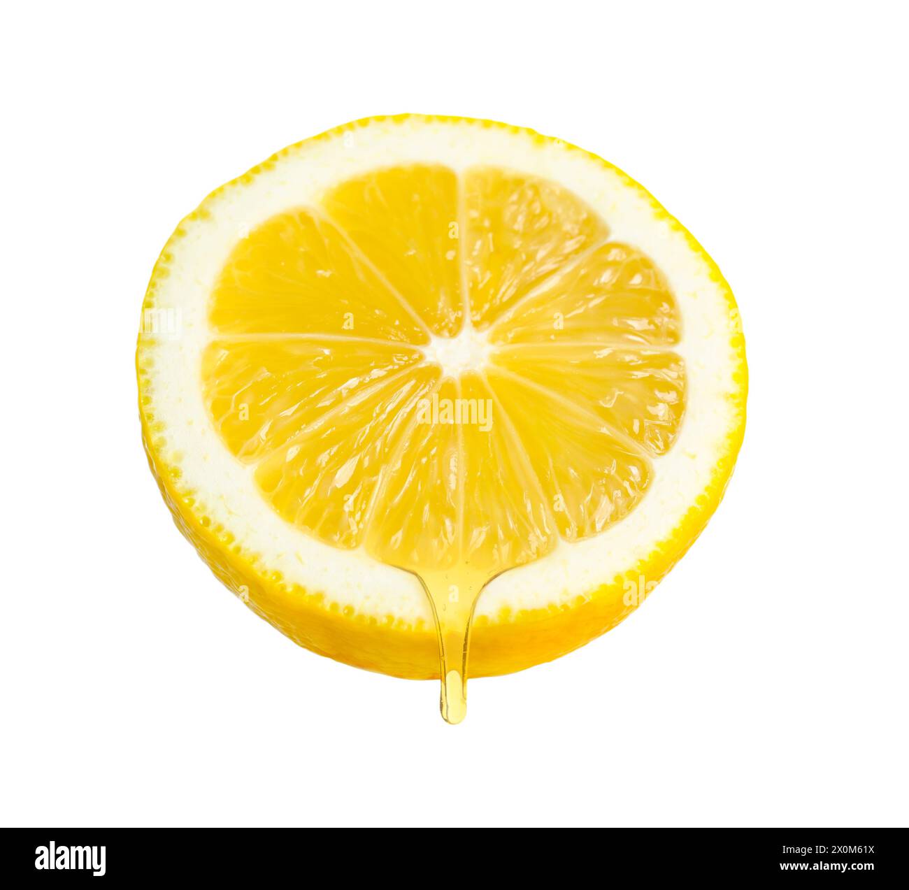 Juice dripping from half of lemon isolated on white Stock Photo - Alamy