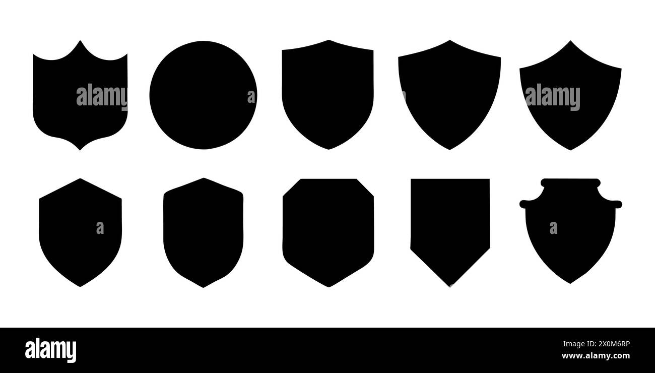 Incredible lovely shield, badges vector logo art set. Flat black color ...