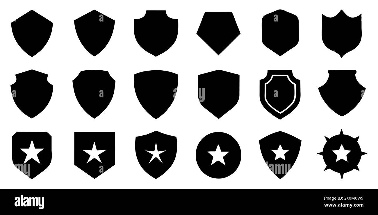 Super lovely shield, badges vector logo art set. Flat black color ...