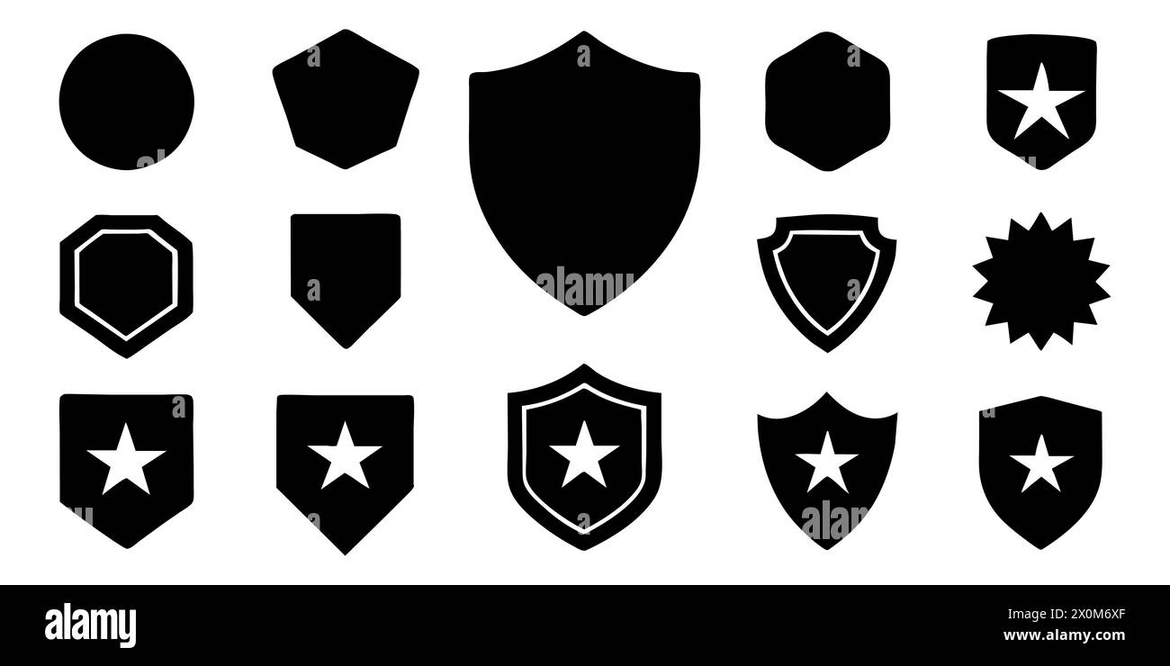 Beautiful lovely shield, badges vector logo art set. Flat black color ... Beautiful lovely shield, badges vector logo art set. Flat black color ...