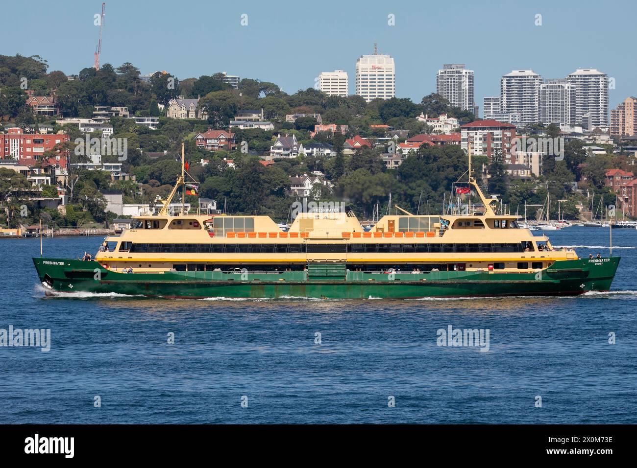 Sydney,Australia, the Manly ferry MV Freshwater vessel travels between ...