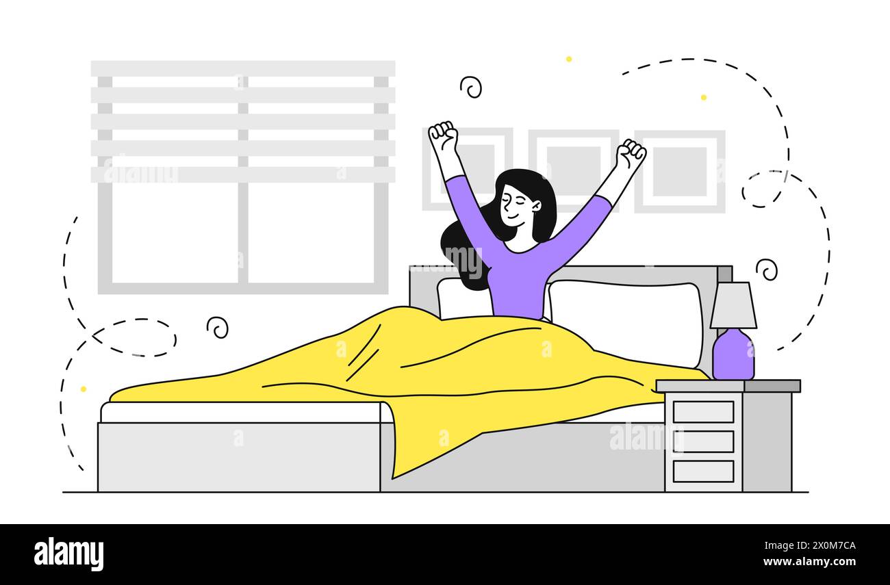 Awakening woman vector linear Stock Vector Image & Art - Alamy