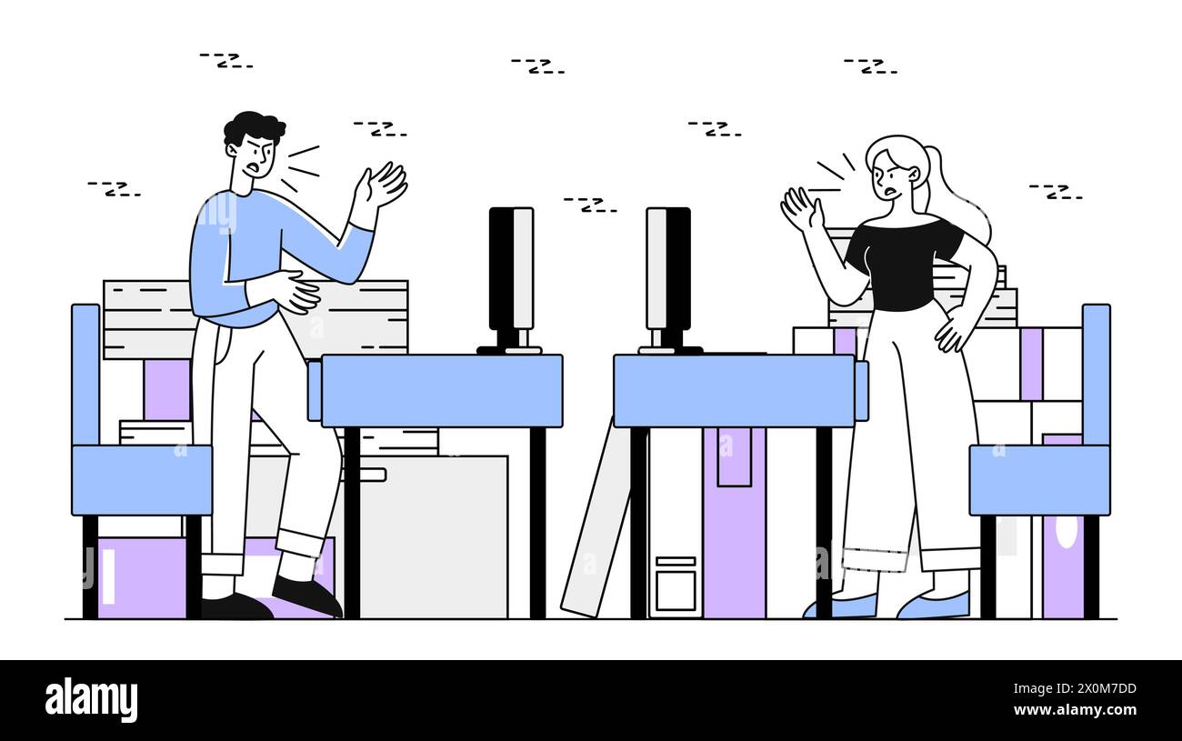 Dispute at work vector linear Stock Vector Image & Art - Alamy