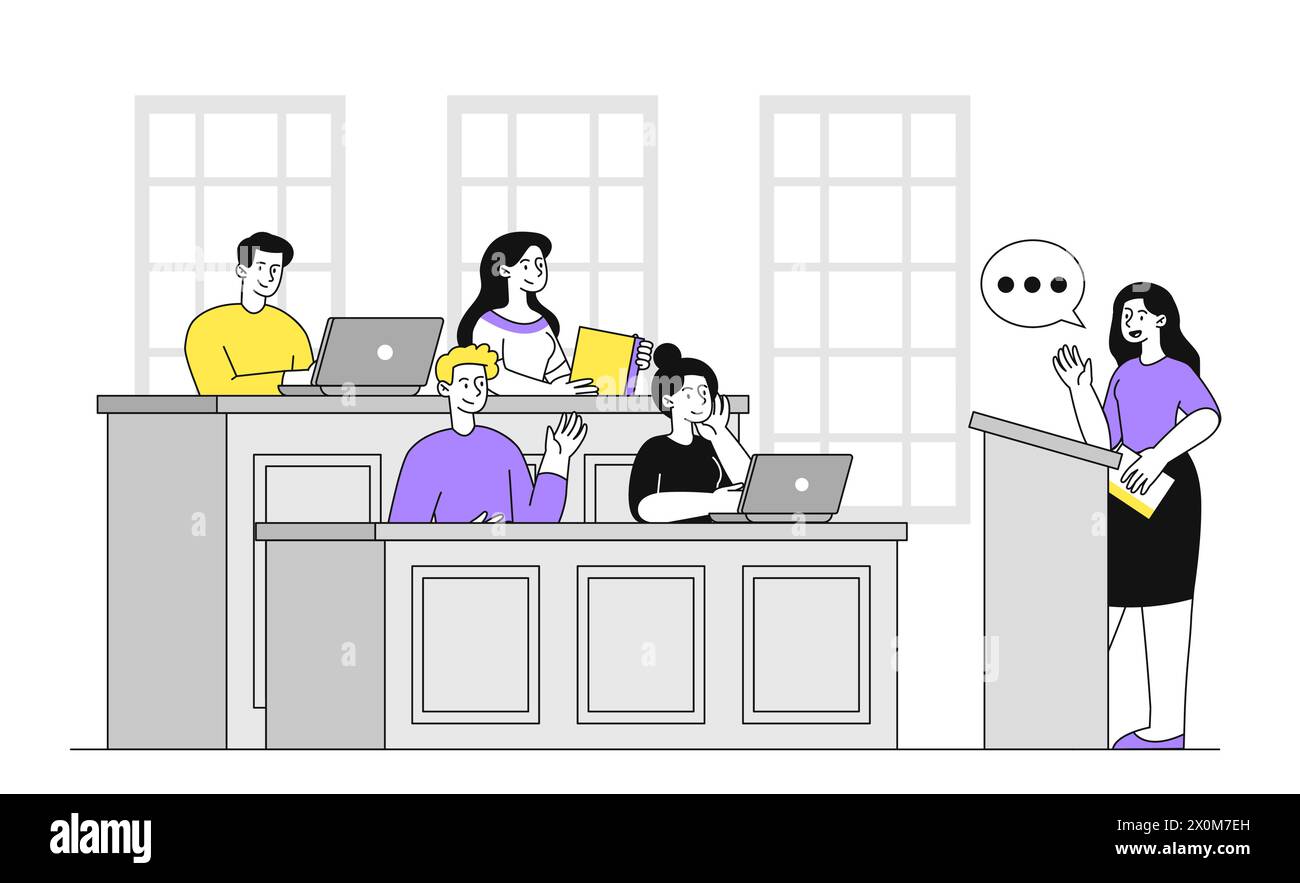 College class vector linear Stock Vector Image & Art - Alamy