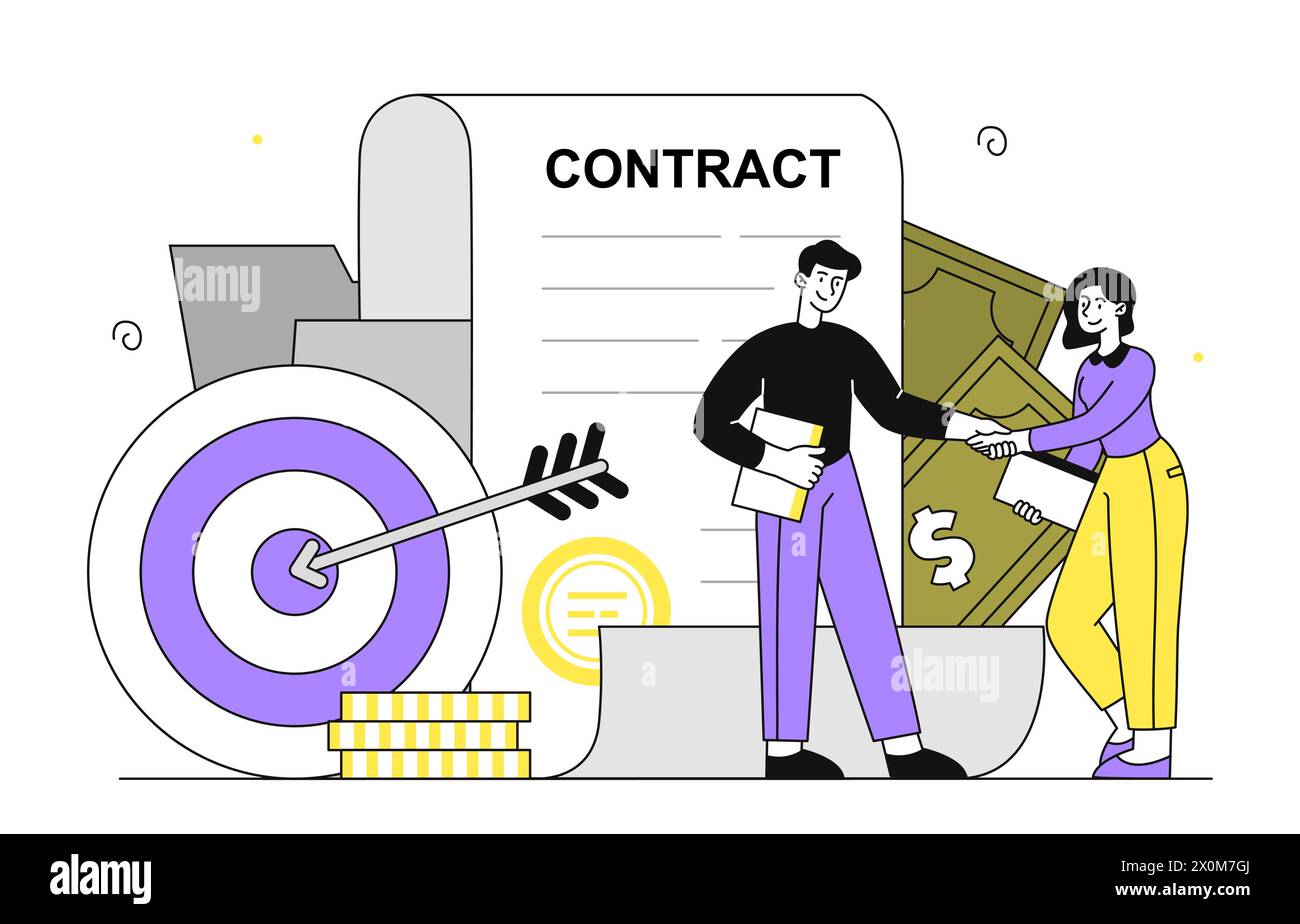 People with contract vector linear Stock Vector Image & Art - Alamy