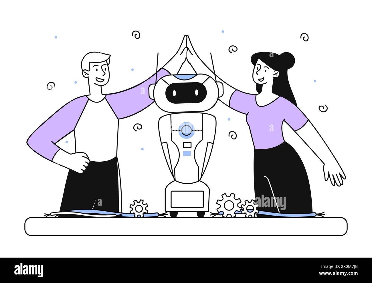 People with bot vector linear Stock Vector Image & Art - Alamy