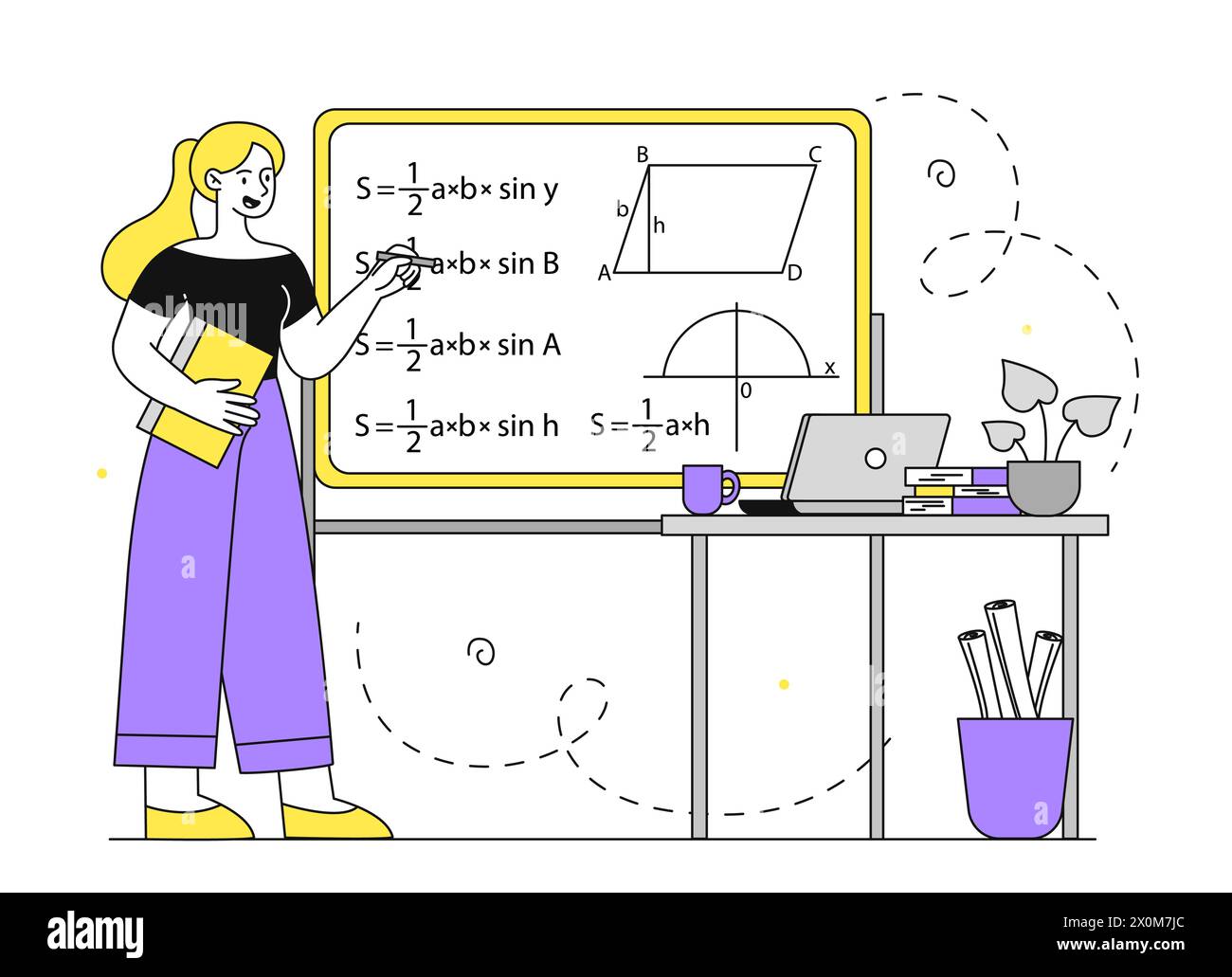 Woman with math vector simple concept Stock Vector Image & Art - Alamy