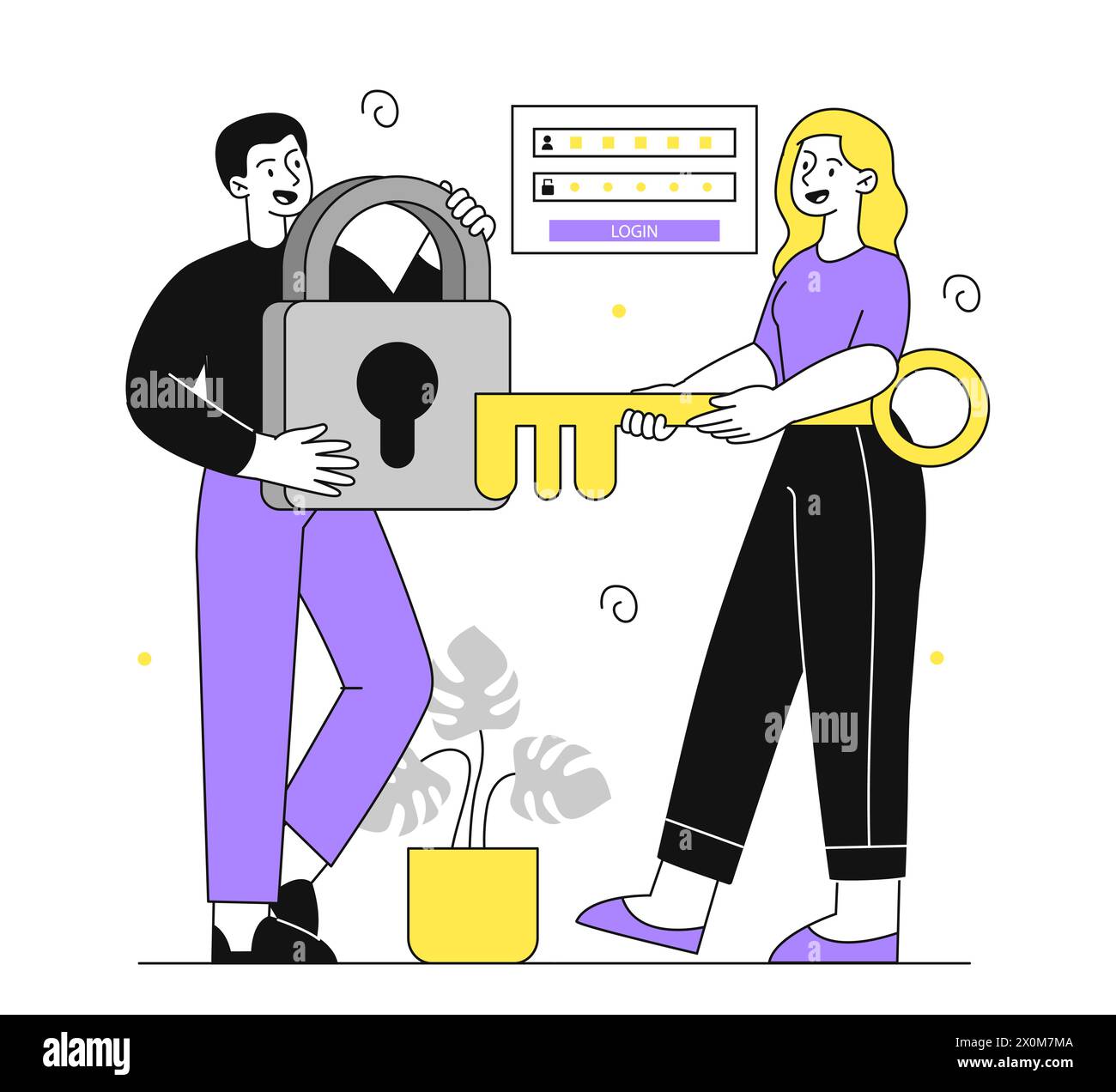 People with password vector linear Stock Vector Image & Art - Alamy