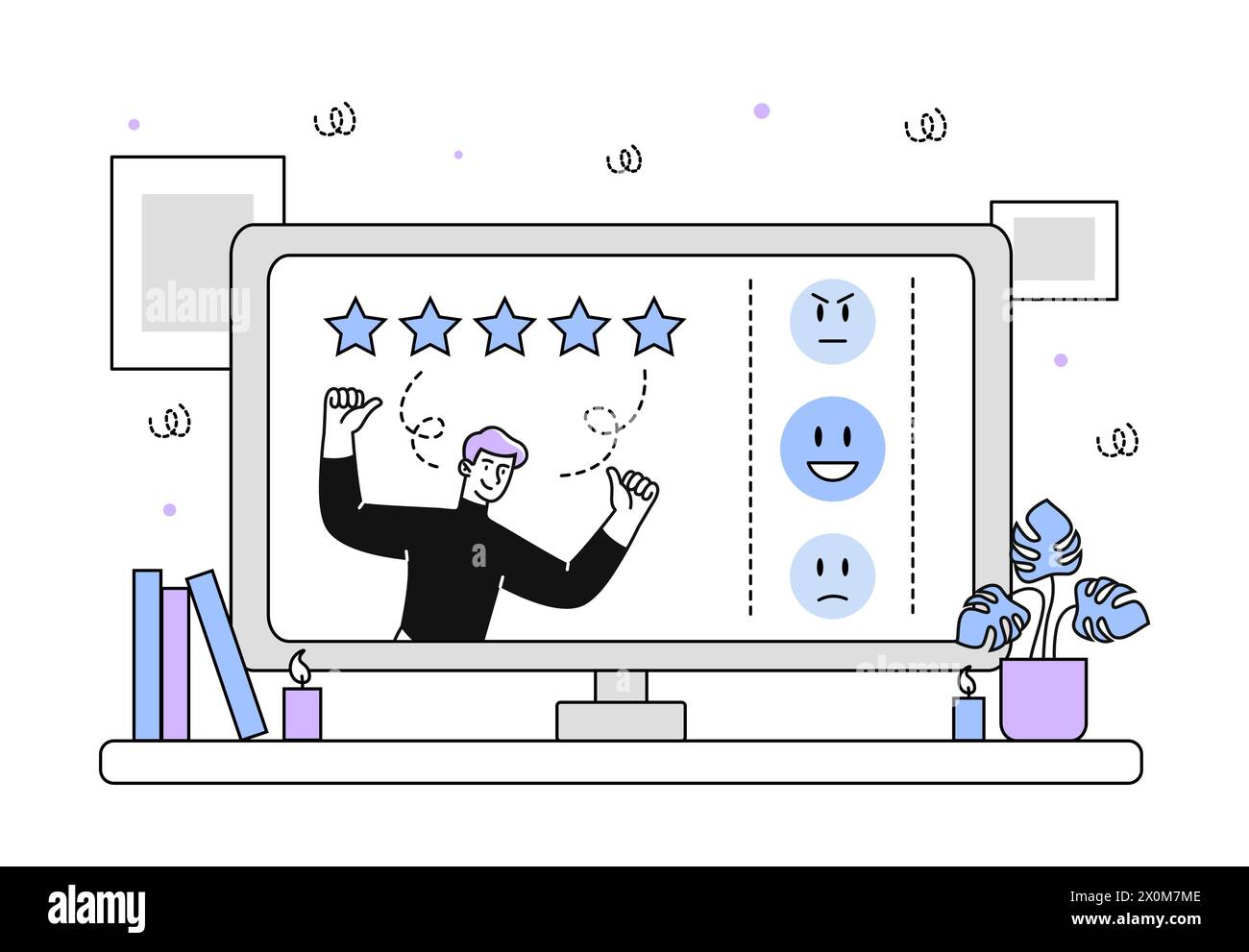 Man with rating vector linear Stock Vector Image & Art - Alamy