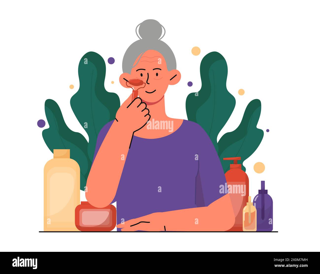Old woman with skin care vector Stock Vector Image & Art - Alamy