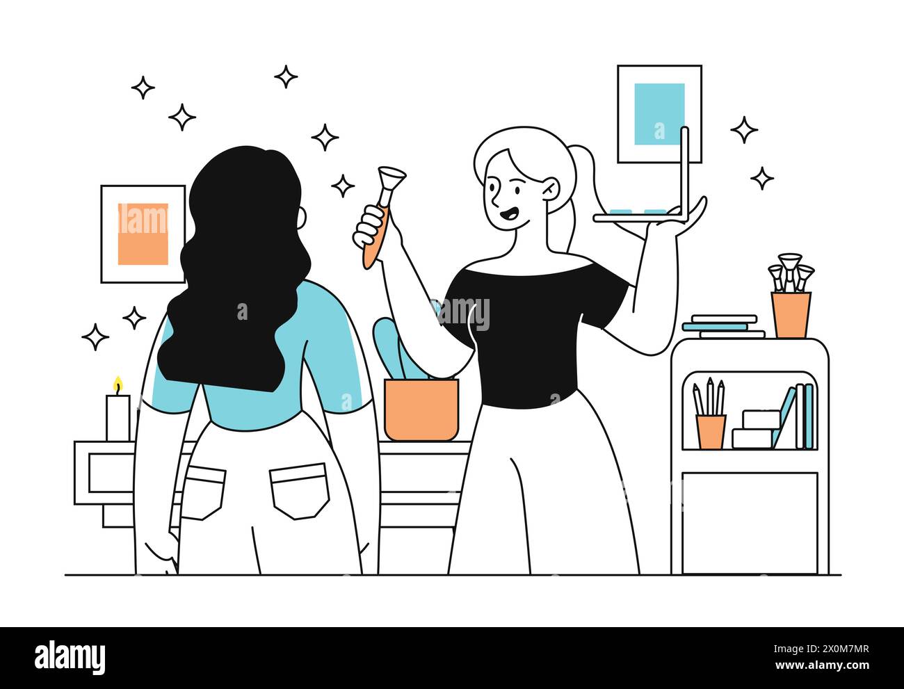 Makeup artist with client vector simple Stock Vector Image & Art - Alamy