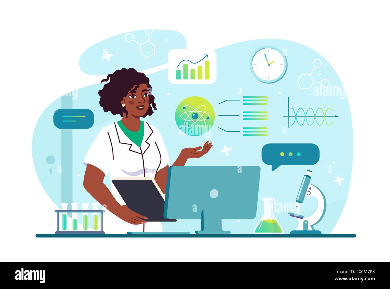 Scientist woman at lab vector Stock Vector Image & Art - Alamy