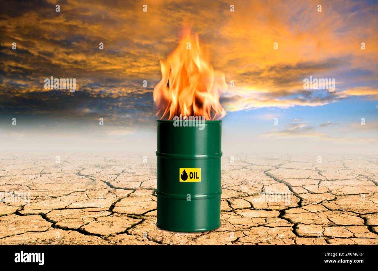 Climate emergency, conceptual composite image. Fossil fuels are made ...