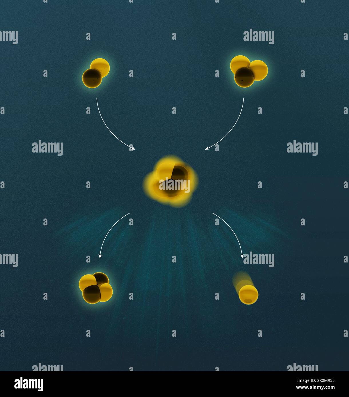 Nuclear fusion reaction, illustration. Nuclear fusion combines two ...