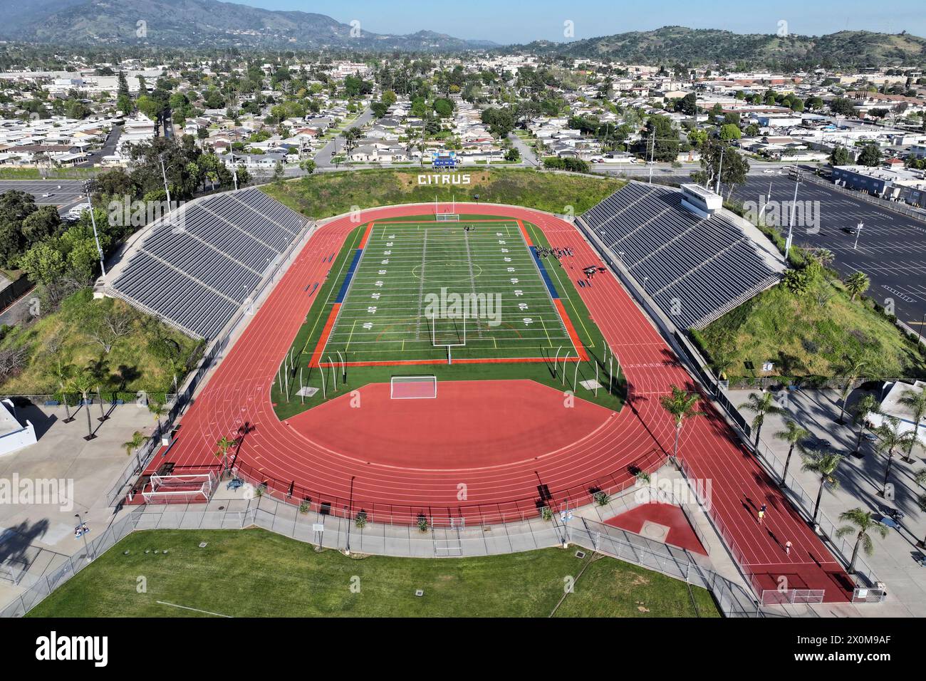 A general overall aerial view of Citrus Stadium Football field and ...