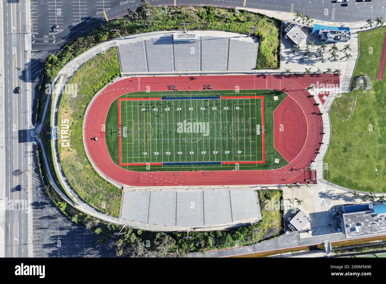 A general overall aerial view of Citrus Stadium Football field and ...