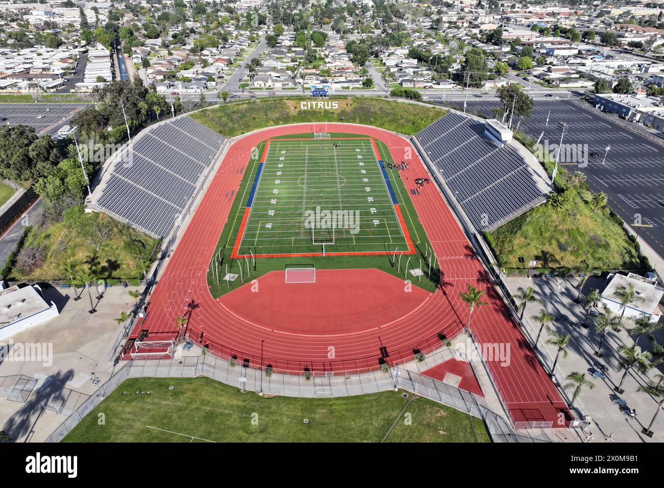 A general overall aerial view of Citrus Stadium Football field and ...