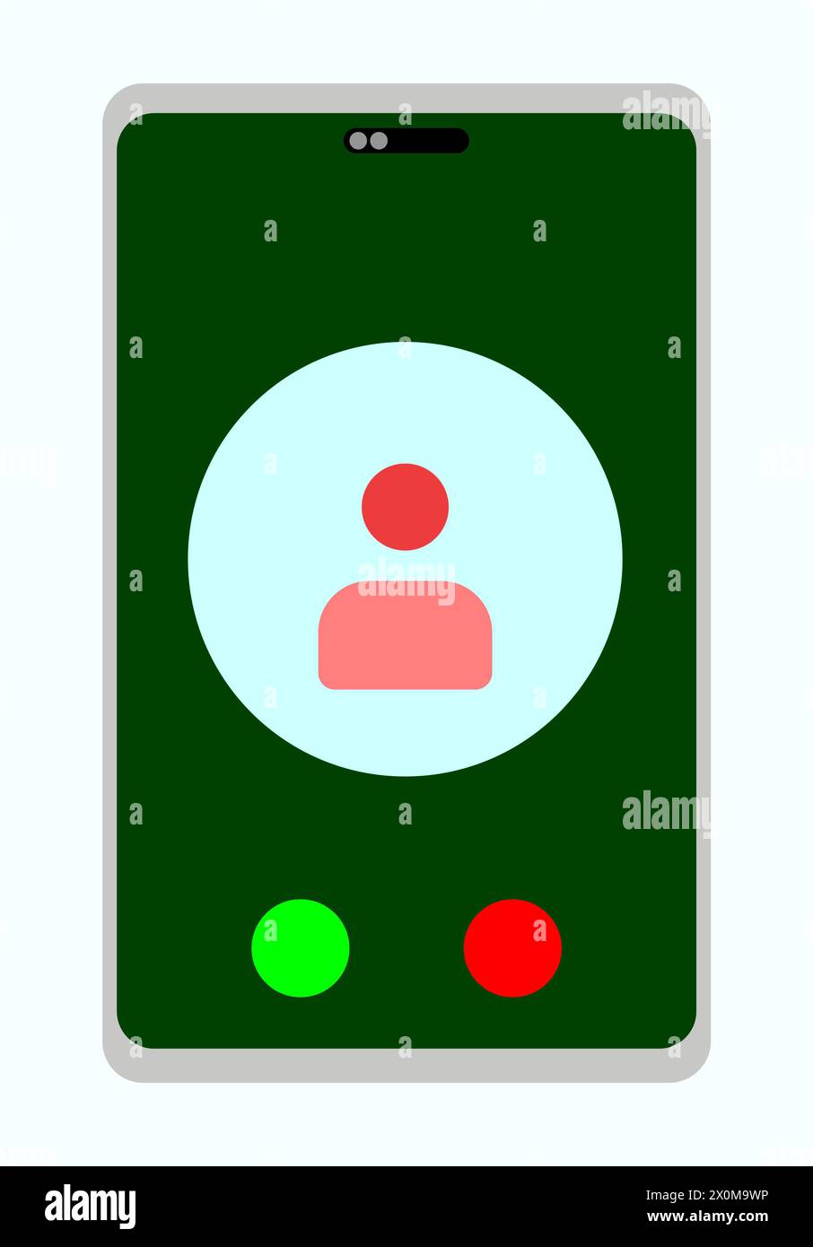 A smart phone with incoming call screen, answer and decline buttons ...