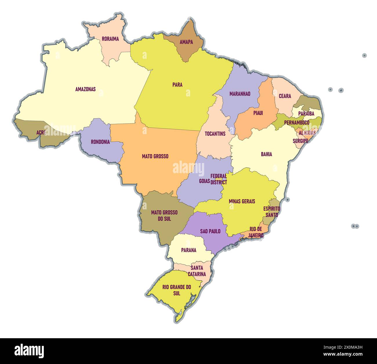 Administrative map of Brazil Stock Vector Image & Art - Alamy