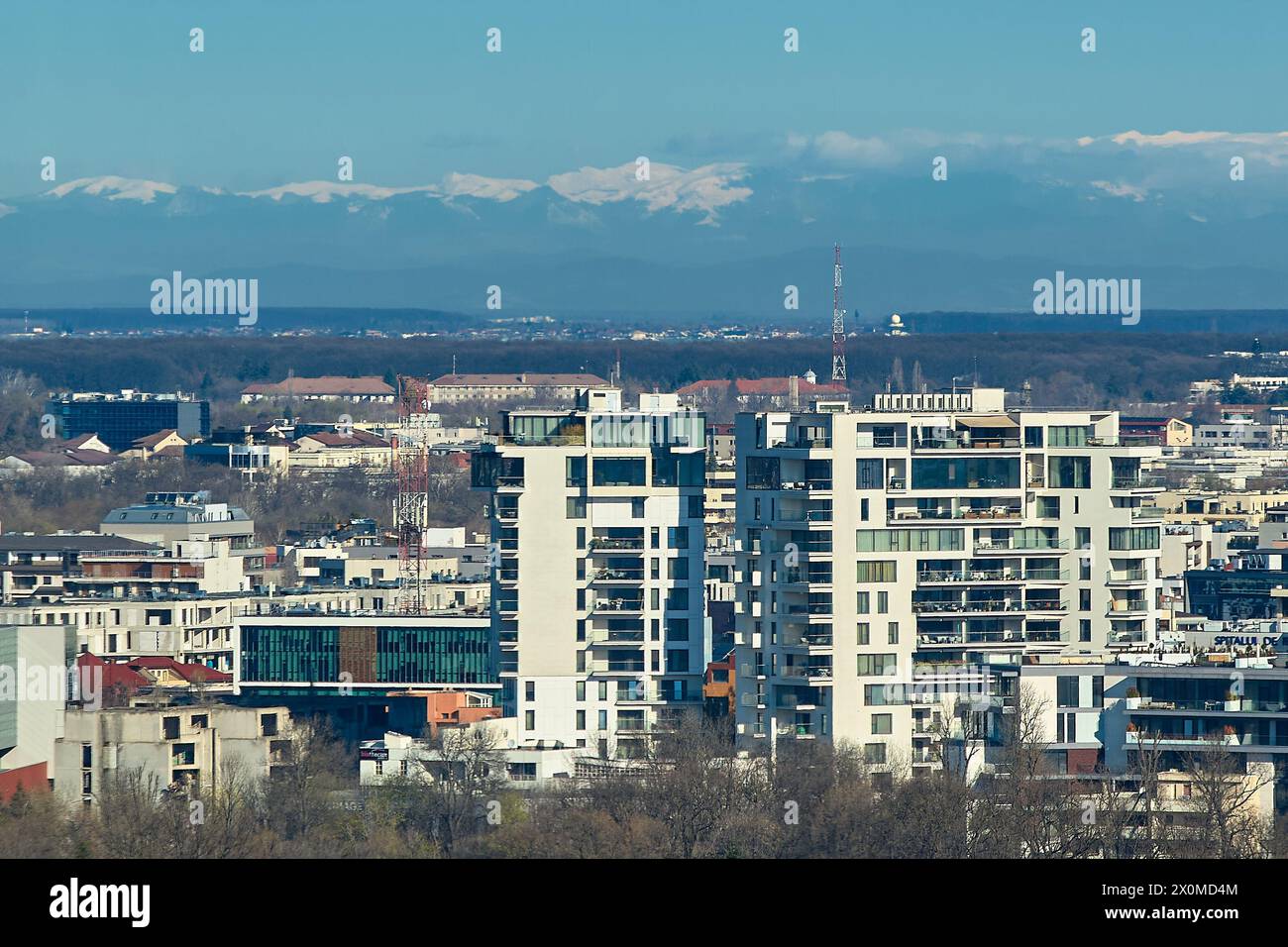 Bucharest, Romania - March 26, 2024: Bucegi Mountains as seen from the ...