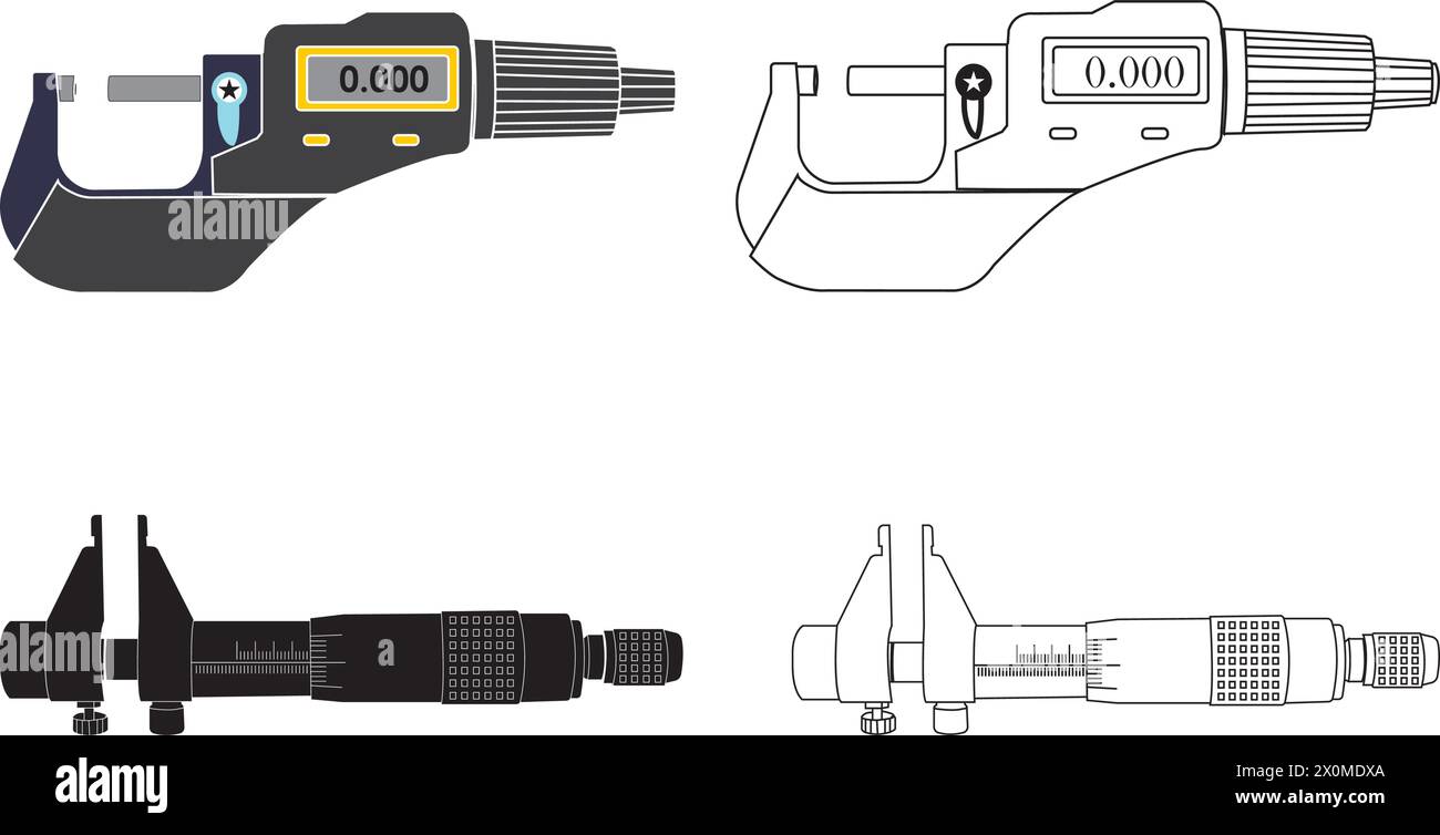 micrometer measuring instrument vector illustration design template ...