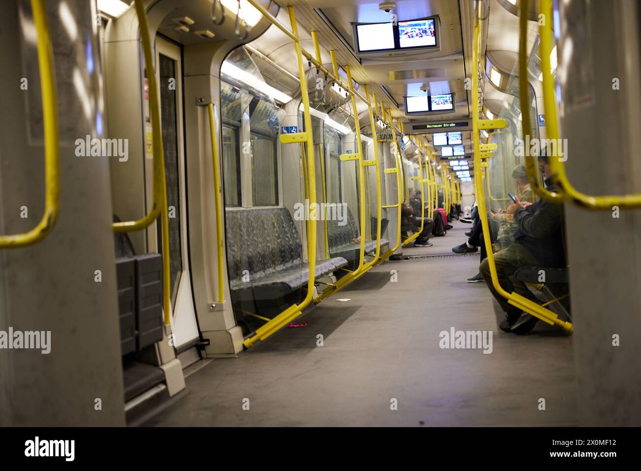 Berlin, Germany. 13th Apr, 2024. Early morning view of a train on the U8 line. Credit: Joerg ...