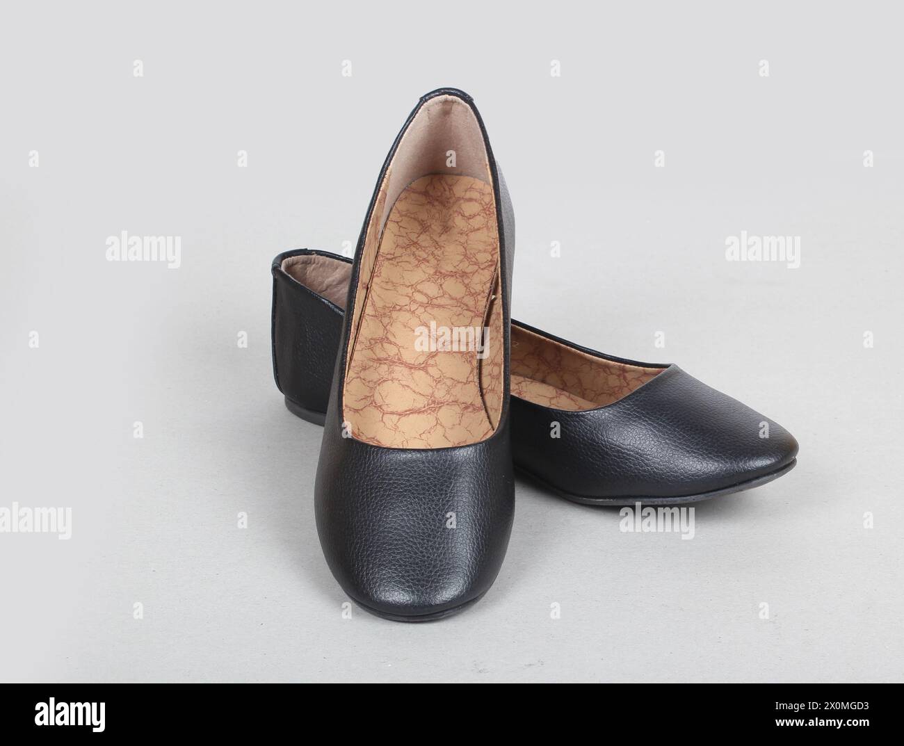flat sole leather ballerina isolated on light grey background Stock ...