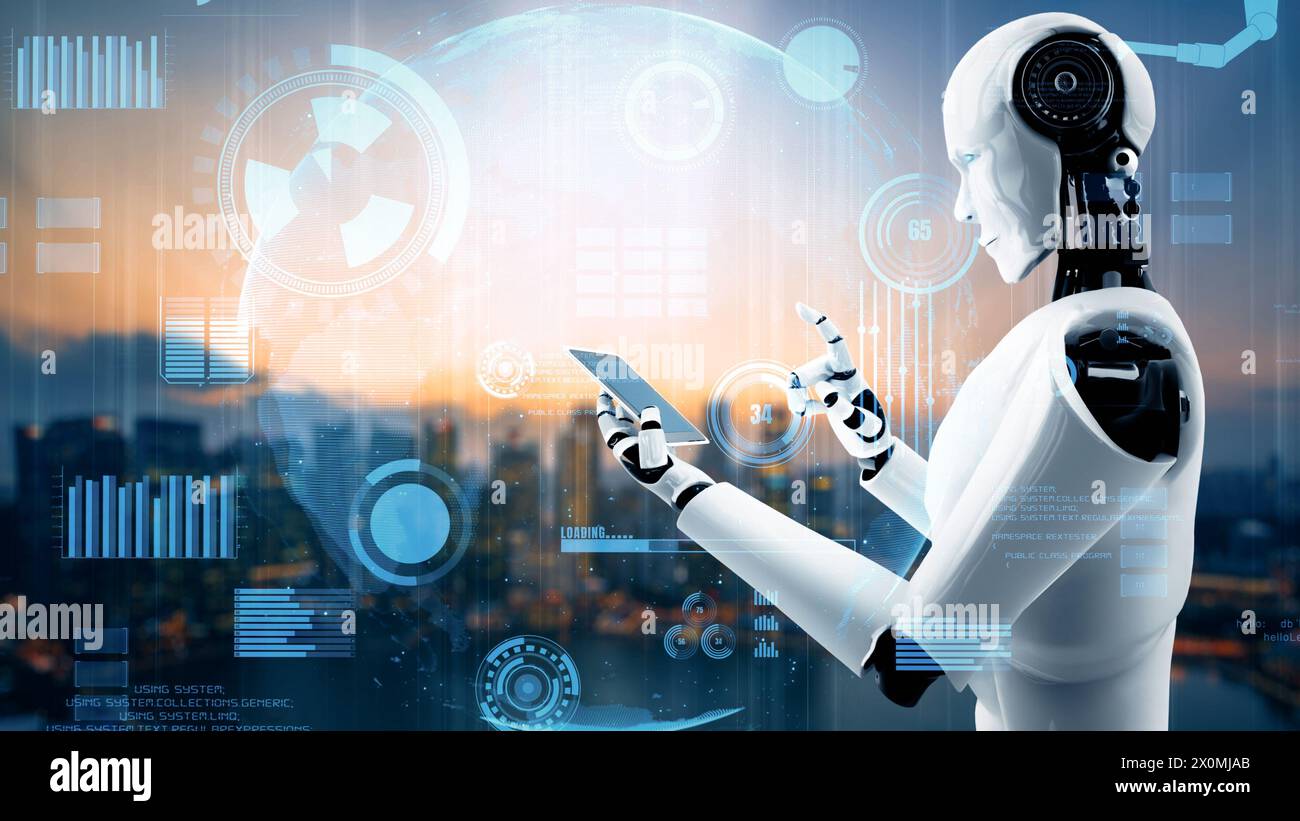 XAI 3d illustration Futuristic robot artificial intelligence huminoid ...